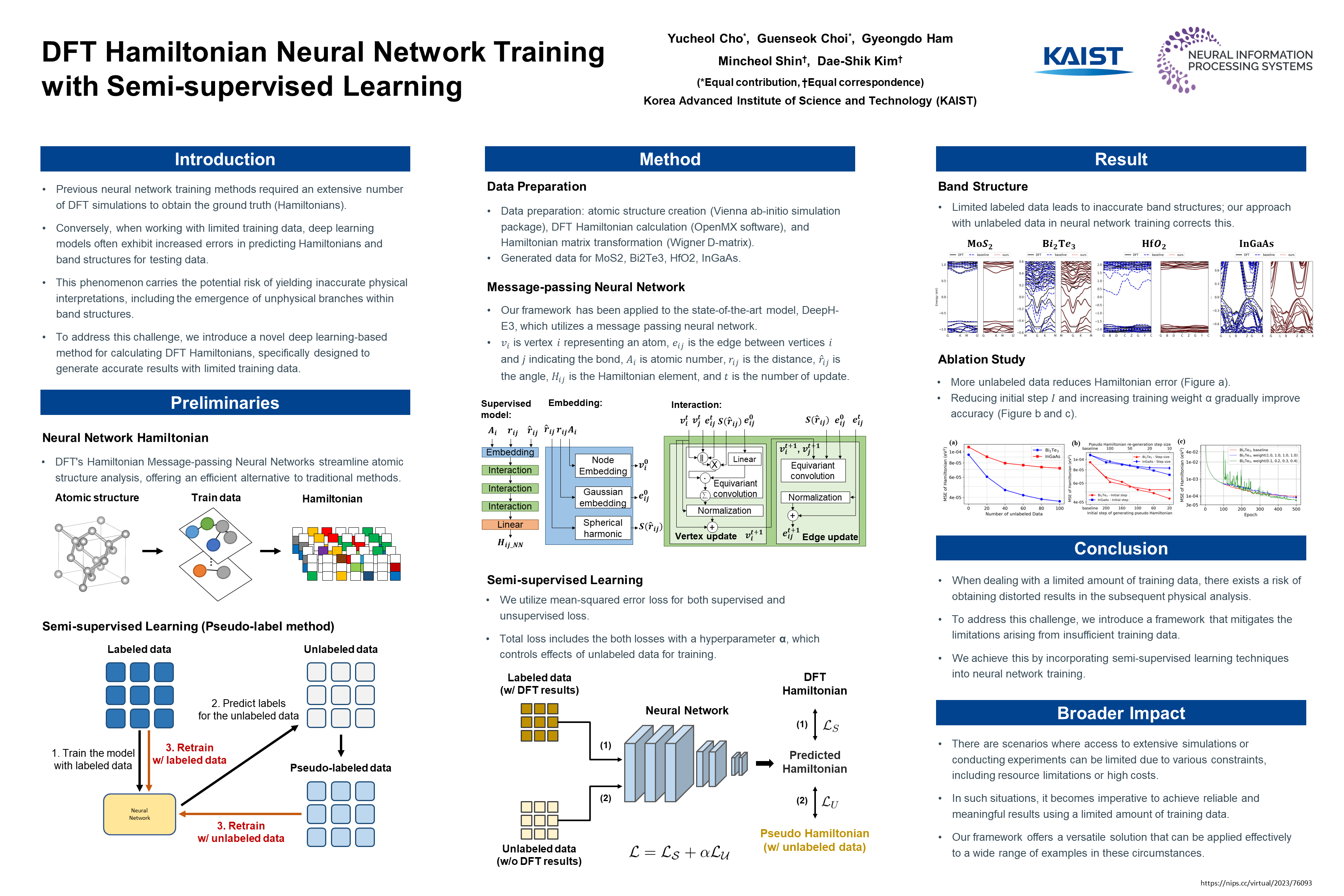 NeurIPS DFT Hamiltonian Neural Network Training with Semi-supervised Learning